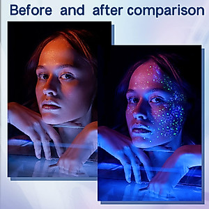 HOSAILY Glow in The Dark Face Body Glitter Gel, UV Body Glitter Glow in The Dark, Sparkling Neon Body Glitter for Women, Luminous Sequins Chunky Glitter Makeup Festival Party Rave Accessories (White)