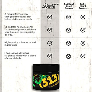 Detroit Grooming Co. Beard Butter - Softens, Thicken, Hydrates, and Rejuvenate Your Beard with Safflower Oil and Shea Butter - Styling Essentials - Toasted Vanilla Amber - 313-2oz