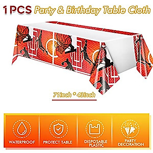Juhap 41Pack Boy Basketball Birthday Party Supplies, Sports Themed Party Tableware Set Includes 20 Dessert Plates 20 Napkins and 1 Tablecloth for Basketball Theme Birthday Party Decorations