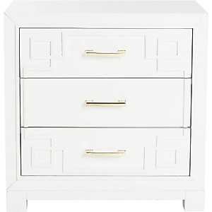 Safavieh Home Collection Raina White 3-Drawer Greek Key Nightstand