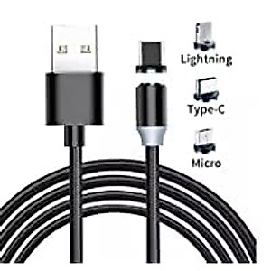 Import Cables 3-in-1 USB Magnetic Charging Cable (Black, 2 Meter)