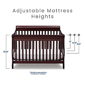 Delta Children Canton 4-in-1 Convertible Crib - Easy to Assemble, Espresso Cherry