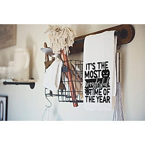 Handmade Funny Kitchen Towel - 100% Cotton Autumn It's The Most Wonderful Time of the Year Kitchen Towel - 28x28 Inch for Chef Housewarming Pumpkin Birthday Gift (It's the Most Wonderful Time...)