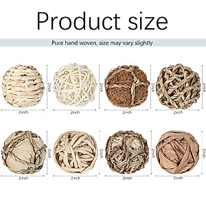 48 Pcs Small Animals Play Balls, Chew Grass Balls Guinea Pig Toys Rabbit Chew Toys Bunny Accessories for Rabbits, Rat, Chinchilla, Hamster, Small Pet Cage Accessories Teeth Grinding Treat Supplies