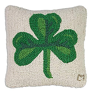 Chandler 4 Corners Artist-Designed Shamrock Hand-Hooked Wool Decorative Throw Pillow (14” x 14”)