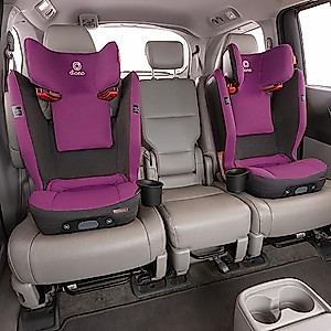 Diono Monterey 5iST FixSafe High Back Booster Car Seat with Expandable Height and Width, Compact Fold to Full Size Booster, Foldable, Portable Booster for Go-Anywhere Travel, Purple Plum