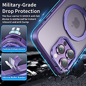 niufoey for iPhone 14 Pro Case with Magnetic Invisible Stand [Compatible with Magsafe] Shockproof Slim Translucent Matte Cases for iPhone 14 Pro 6.1 Inch,Deep Purple