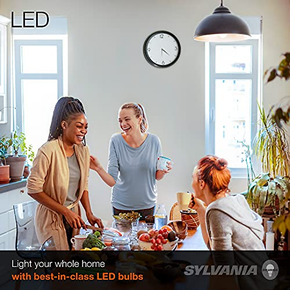 SYLVANIA LED Light Bulb, 75W Equivalent A19, Efficient 12W, 13 Year, Dimmable, 1100 Lumens, Frosted Finish, Bright White - 4 Pack (74427)