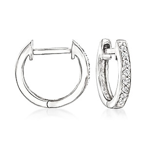 Ross-Simons 0.10 ct. t.w. Diamond Huggie Hoop Earrings in 14kt Gold