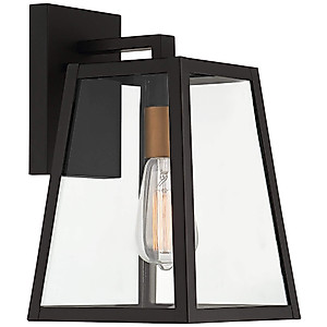 John Timberland Arrington Rustic Industrial Farmhouse Outdoor Wall Light Fixture Mystic Black 13" Clear Glass for Exterior Barn Deck House Porch Yard Patio Outside Garage Front Door Garden Home