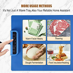 Electric Warming Tray 2024 New，Portable Silicone Food Warmer Heater Mat，Travel Roll Up Fast Heating Pad，Foldable Keep Plates Fast Warm for Buffets Party，Large Surface Area with Adjustable Temperature