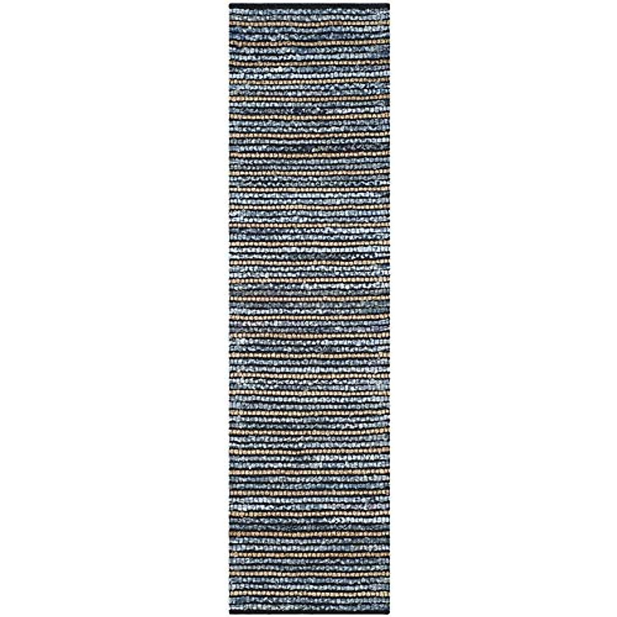 SAFAVIEH Cape Cod Collection Runner Rug - 2'3" x 12', Blue & Natural, Handmade Flat Weave Braided Jute & Cotton, Ideal for High Traffic Areas in Living Room, Bedroom (CAP363A)