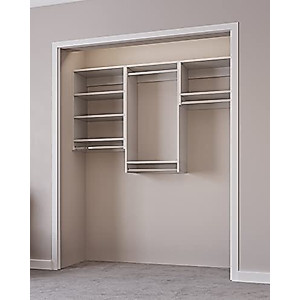 Closet Kit with Hanging Rods - Corner Closet System - Closet Shelves - Closet Organizers and Storage Shelves (White, 72 inches Wide) Closet Shelving