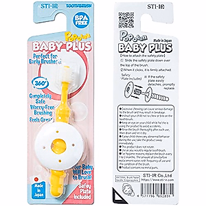Perfect for Early Brushers Safety Plate Equipped! for Infant and Toddler up to 3 Years of Age, Completely Soft, Gentle, and Painless! Feel Great All-New 360-degree Toothbrush Baby Plus Made in Japan
