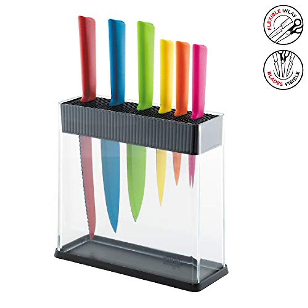 Kuhn Rikon Vision Transparent Storage Block for Knives and Scissors, 8.5 x 3 x 8.5 inches, Rectangular