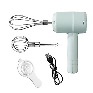QIUSGE Hand Mixer Electric Eggs Beater Garlic Chopper, Household Small Semi-Automatic Cordless Electric Blender for Kitchen Cooking Baking Cake Egg Cream Yeast Dough (Mint Green)