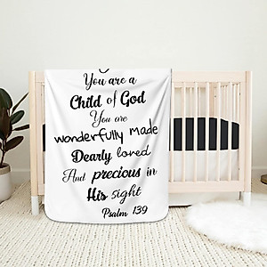 Personalized Cotton Swaddle Baby Blankets with Name – ‘Child of God’ Quote Blanket for Baptism, Christening, Godson, Goddaughter, Boy or Girl, Baby Shower – Super Soft, Breathable