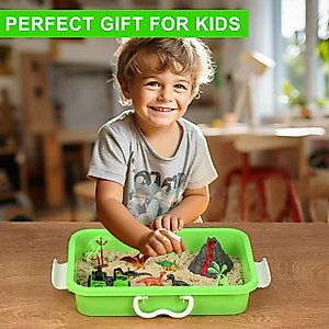 AGENTLAN Dinosaur Sensory Bin, Dinosaur Dig Sensory Toys with Play Sand for Toddlers Boys and Girls, Kids Toys Gift Sand Box for Age 3 4 5 6 7 8