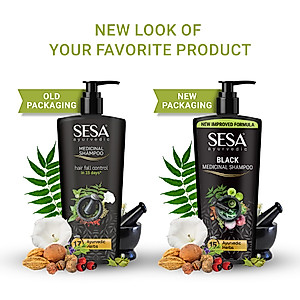 SESA Ayurvedic Medicinal Shampoo Hairfall Control Anti Dandruff Shampoo Infused with 17 Ayurvedic Herbs Smooth & Shiny Hair For Men & Women - 500 ml or 16.90 oz