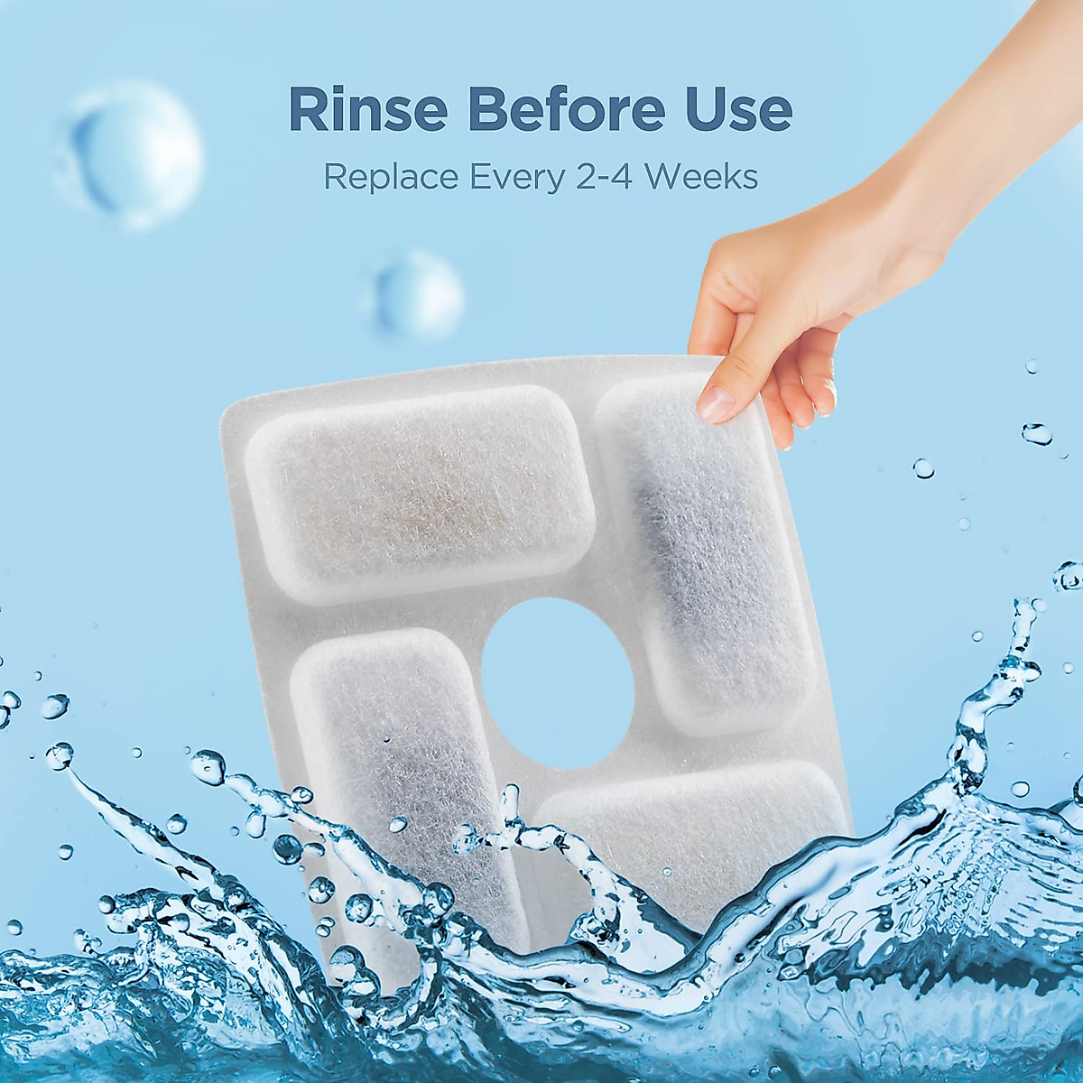 Ciays Cat Water Fountain Replacement Filter for 84oz/2.5L Automatic Pet Water Fountain Cat Fountain Dog Water Dispenser, 4 Pcs, White