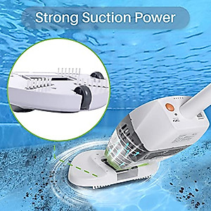 POOLPURE Cordless Rechargeable Pool Vacuum, Handheld Pool Cleaner with Telescoping Shaft, Scrub Brush Head for Above & In-Ground Pools, Inflatable Pools for Leaves, Dirt and Sand & Silt