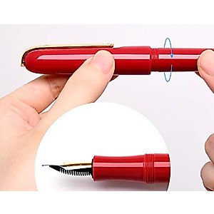 KACO Master Fountain Pen Extra Fine Nib Vivid Red Color with Alloy Pen Case