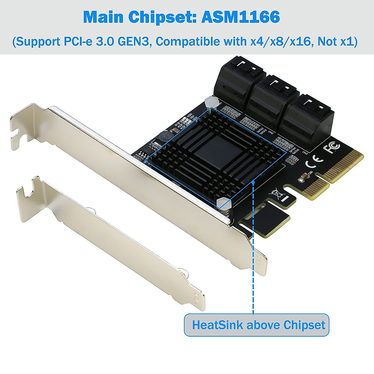 PCIe SATA Card [6 Ports], RIITOP PCIe x4 to 6 Port SATA 3.0 6Gbps Expansion Controller Adapter