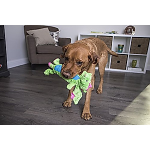 goDog Bubble Plush Skinny Dragons Squeaky Plush Dog Toy, Chew Guard Technology - Green, Large