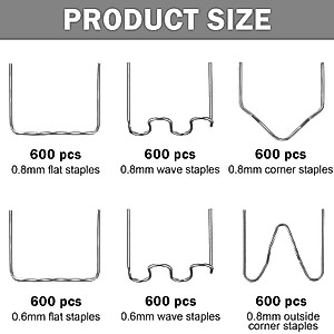 3600 Pcs Hot Staples Plastic Welding Repair Hot Staplers Car Auto Bumpers Welding Repair Staplers Plastic Welder Staples Welding Staples Repair Tool Kit for All Cars 0.8 mm 0.6 mm (Multi Styles)