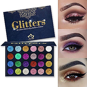 Aolailiya 24 Color Pressed Glitter Eyeshadow Palette - Mineral Ultra Shimmer Makeup Palette Eye Shadow Powder Long Lasting Waterproof