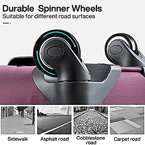 Hanke 20" Softside Expandable Carry on Luggage with Spinner Wheels, Lightweight upright Suitcase with TSA Lock,Rolling Travel Luggage for Woman Man,20-Inch(Purple)