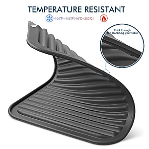 HOTEC Silicone Trivets for Hot pots and Pans, Heat Resistant for Kitchen Counter Dish Drying Mat, Set of 2 Dark Grey