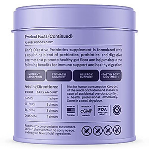 Finn Digestive Probiotics for Dogs - Complete Digestive System Support with Pumpkin, Prebiotics, & Live Probiotics - Vet Recommended & Made in The USA - 90 Soft Chews