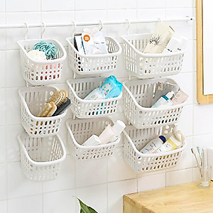 Hanging Storage Basket, Plastic Wall Laundry Basket Multifunctional Basket Container Holder For Organizing Clothes, Cosmetics, Books, Toys (White)