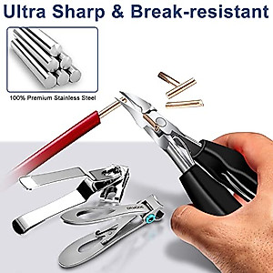 Toenail Clippers for Seniors Thick Toenails, Nail Clipper Set with Ingrown Toenail Tool & 16mm Wide Opening Nail Clippers for Men & 360 Degree Rotary Fingernail Clipper & Leather Case and Nail File