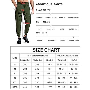 Libin Men's Lightweight Joggers Quick Dry Cargo Hiking Pants Track Running Workout Athletic Travel Golf Casual Outdoor Pants, Black M