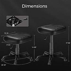 EUREKA ERGONOMIC Multi-Use Stool,Gaming Foot Stool,Height Adjustable Swivel Rolling Stool Chair W Wheels,Ottoman Footrest Simple Meeting Chair Video Game Stool for Gaming Home Office,Black