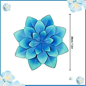 YIYA 13" Metal Flower Wall Decor Multiple Layer Flower Wall Art Wall Art Decorations Hanging for Balcony Patio Porch Bedroom Living Room Garden (Sky Blue)