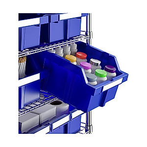 Seville Classics Commerical Grade NSF-Certified Bin Rack Storage Steel Wire Shelving System - 24 Bins - Blue