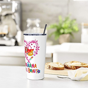 Kiserjens Stainless Steel Insulated Tumbler Vacuum Water Bottle Travel Cup Coffee Mug With Straw,Lid and Brush 20 oz