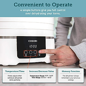COSORI Food Dehydrator Machine for Jerky, 5 BPA-Free Trays Dryer with 48H Timer and 165°F Temperature Control, for Fruit, Herbs, Meat, Veggies and Dog Treats, Butter Warmer for Chocolate or Cheese