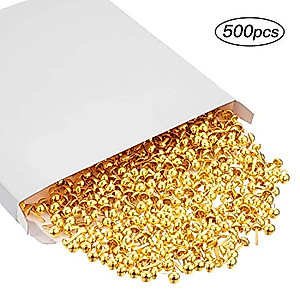 500 Pieces Paper Brass Fasteners Brass Brads Round Fasteners for Kids Craft Art Crafting School Project Decorative Scrapbooking DIY Supplies(Golden,0.3 x 0.6 Inch)