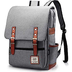 Junlion Vintage Laptop Backpack Gift for Women Men, School College Slim Backpack Fits 15.6 inch Macbook Black