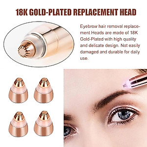 4 Pack Flawless Replacement Head, Facial Hair Removal Tool for Women Smooth Finishing, With Cleaning Brush(Rose Gold)