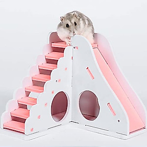 Ipetboom Wooden Hamster House with Stair Ladder Slides Small Animals Hideout Funny Climbing Exercise Toy Guinea Pig Cage Accessories for Chinchillas Rabbits Ferrets
