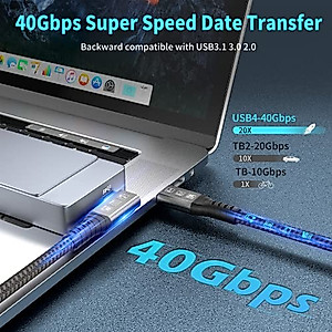 YIWENTEC USB4 8K Cable Thunderbolt 4 Compatible USB 4 Type-c Cable Ultra HD 8K@60Hz 100W Charging 40Gbps Data Transfer Compatible with External SSD eGPU USB-C Docking (Male Male Angle 1.2m)