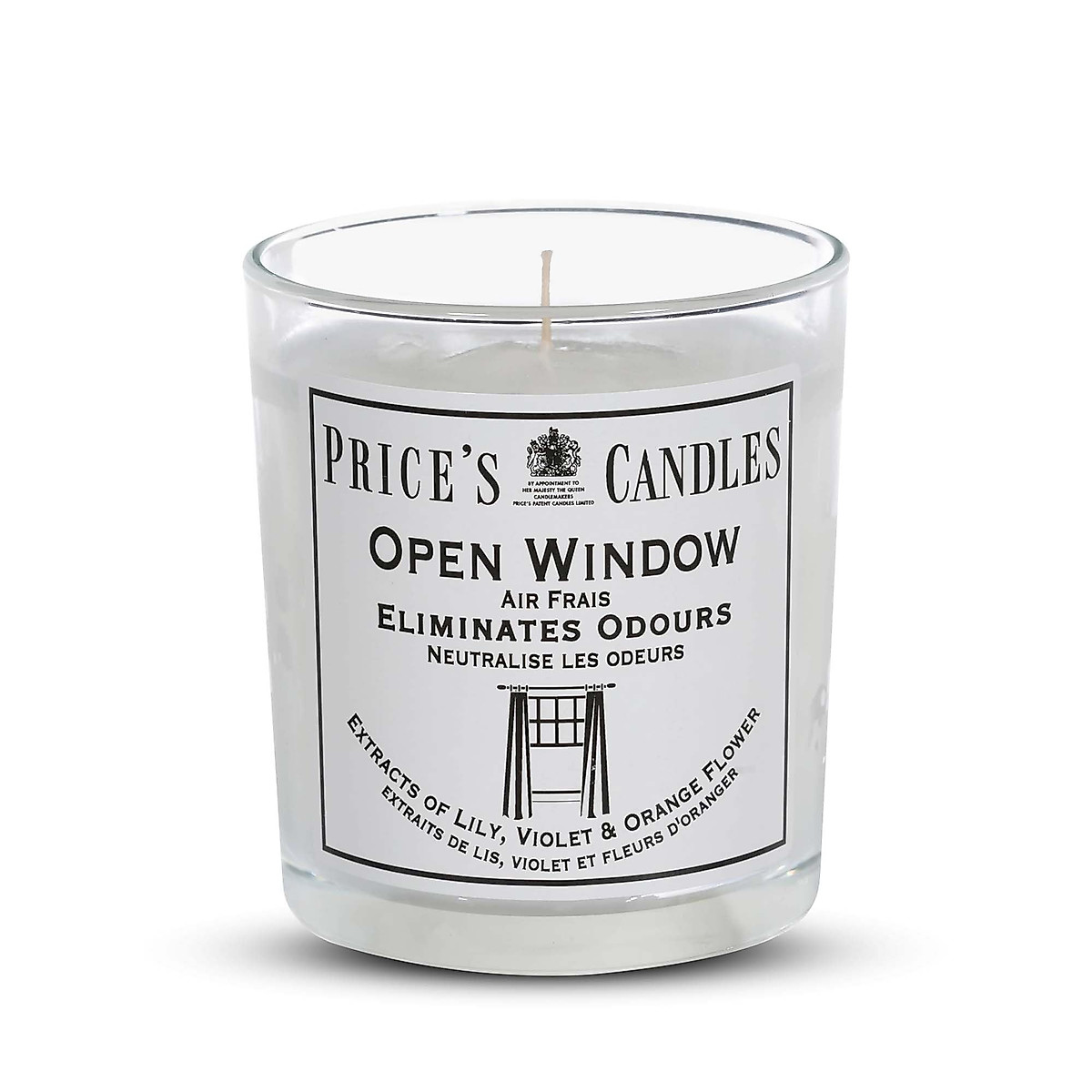Price's - Open Window Jar Candle - Odour Eliminating Candle - Made with Lily, Violet and Orange Flower Extracts - Clean, Fresh, Quality Fragrance - Long Lasting Scent