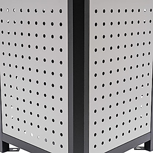 Oiveinya Industrial Waste Container,Stainless Steel Galvanized Heavy Duty Trash Can with Lid and Ashtray,Large Square Trash Can for Industrial Mall Kitchen Restaurants Indoor Outdoor (15 Gallons)