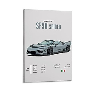 Car Poster Ferrari F40 Supercar Posters Racing Car Canvas Wall Art For Boy's Bedroom SuperCar Wall Decor Frame-style 24x36inch(60x90cm)