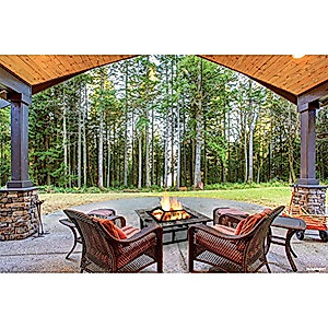 LEAYAN Garden Fire Pit Grill Bowl Grill Barbecue Rack Outdoor Fire Pit with BBQ Grill Shelf,Outdoor Metal Brazier Square Table Firepit Garden Patio Heater with Waterproof Cover